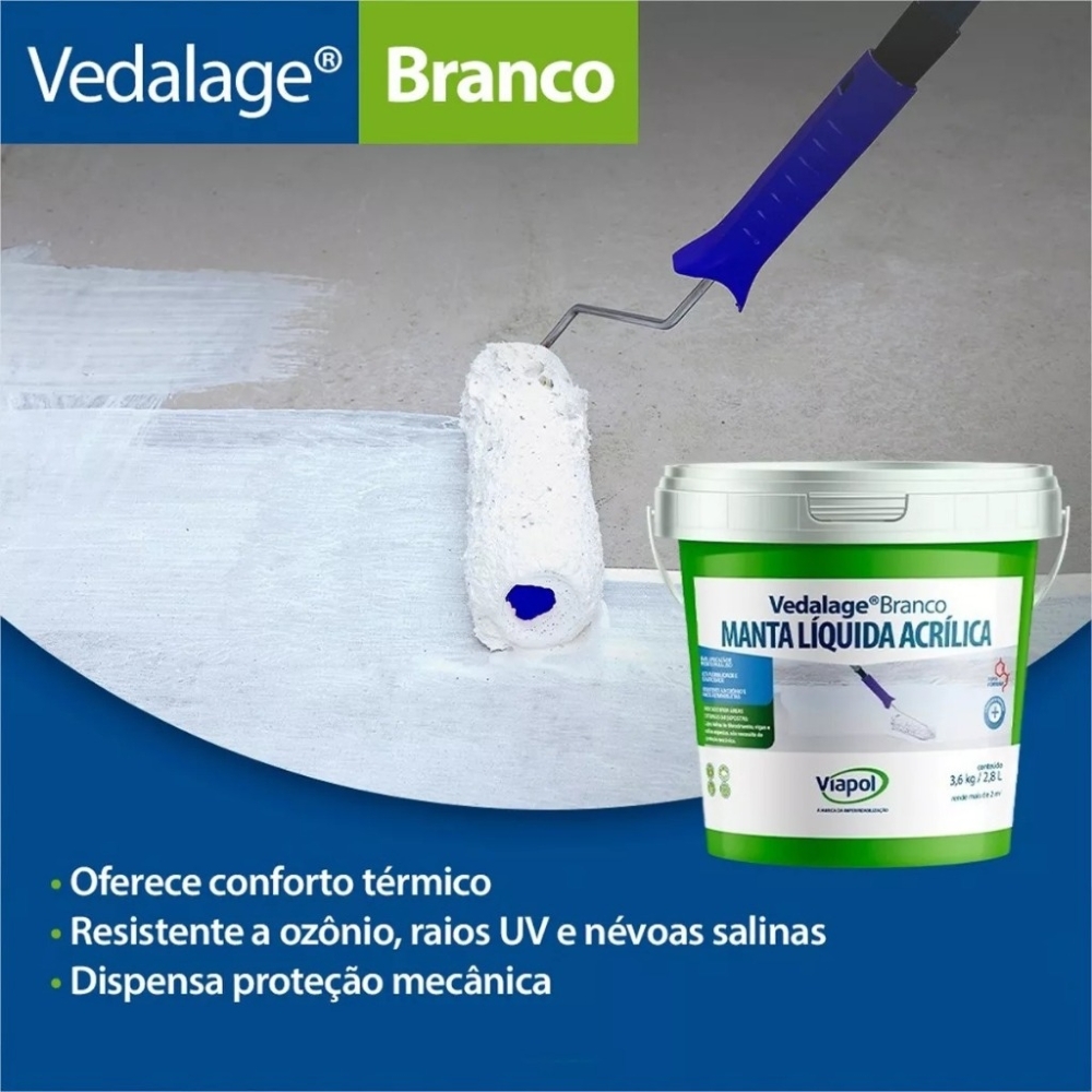 Manta Líquida Acrílica Vedalage Branca 3,6kg Viapol
